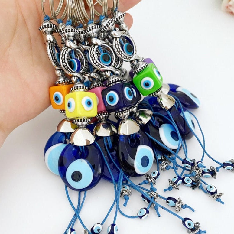 Evil eye key chain, rainbow cube charms, evil eye keychain, evil eye k ...