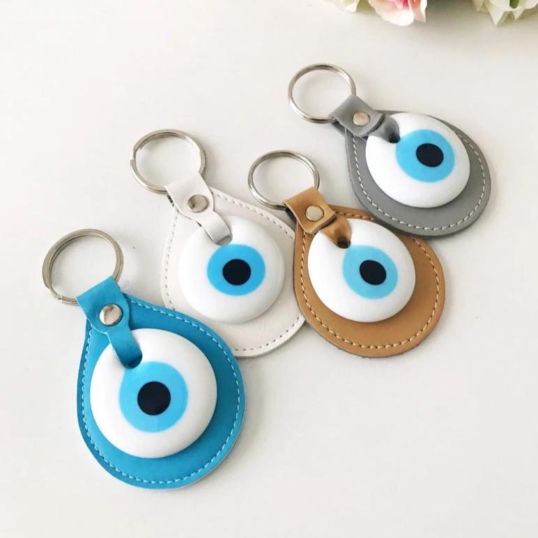 Elegant evil eye leather keychain – Evileyefavor