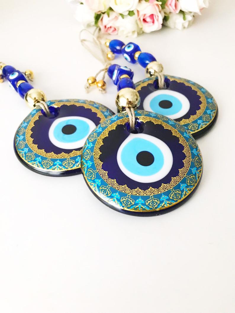 Handmade Evil Eye Wall Hanging, Painted Wall Hanging – Evileyefavor