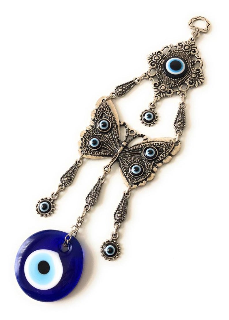 Butterfly wall hanging with evil eye beads – Evileyefavor