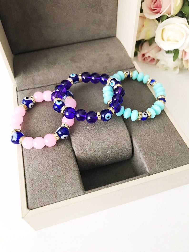Baby Evil Eye Bracelet, Baby Protection Bracelet, Glass Beads ...