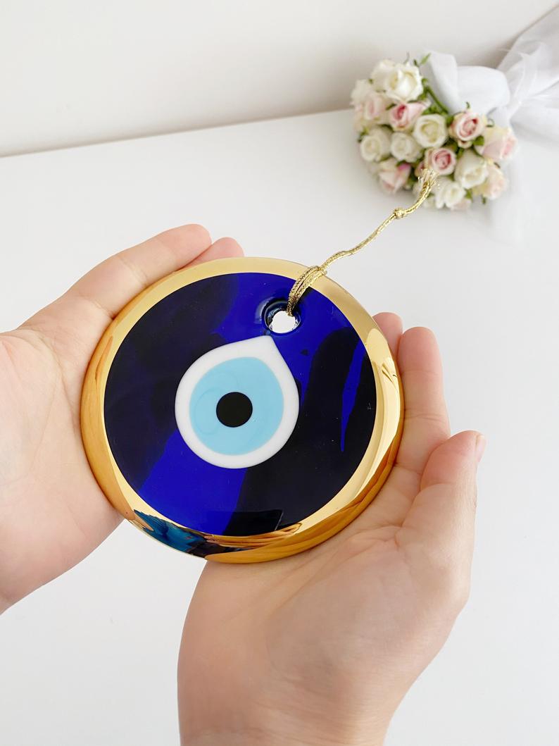 Golden Evil Eye Bead, 13cm, Evil Eye Wall Hanging, Gold Gilding Bead ...