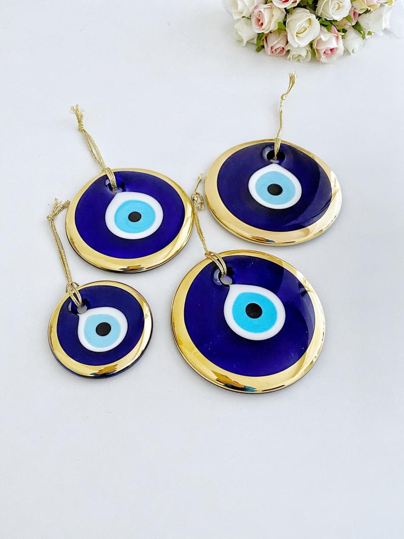 Gold Evil Eye Bead, 7cm to 13cm, Large Evil Eye Bead, Golden Evil Eye ...