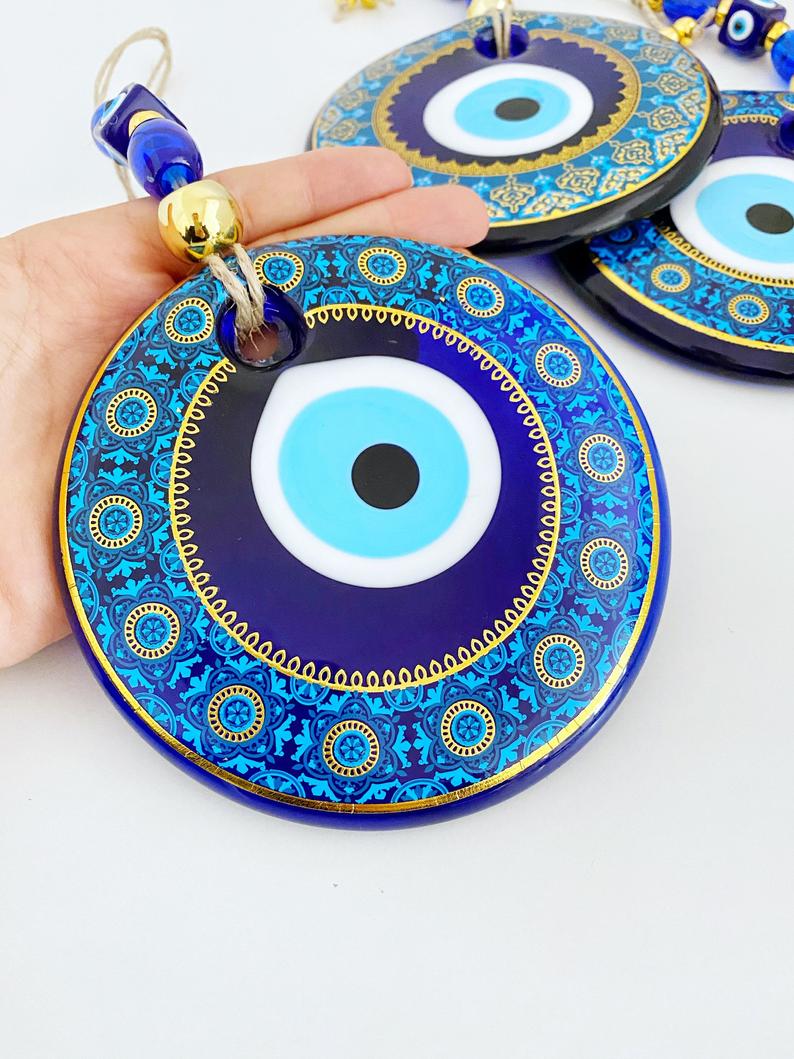 Patterned Evil Eye Wall Hanging, 13cm, Large Evil Eye – Evileyefavor