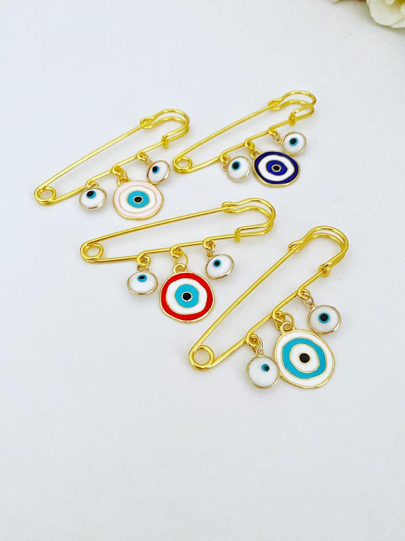 Turkish Evil Eye Safety Pins, Evil Eye Brooch, Greek Mati Evil Eye Pro ...