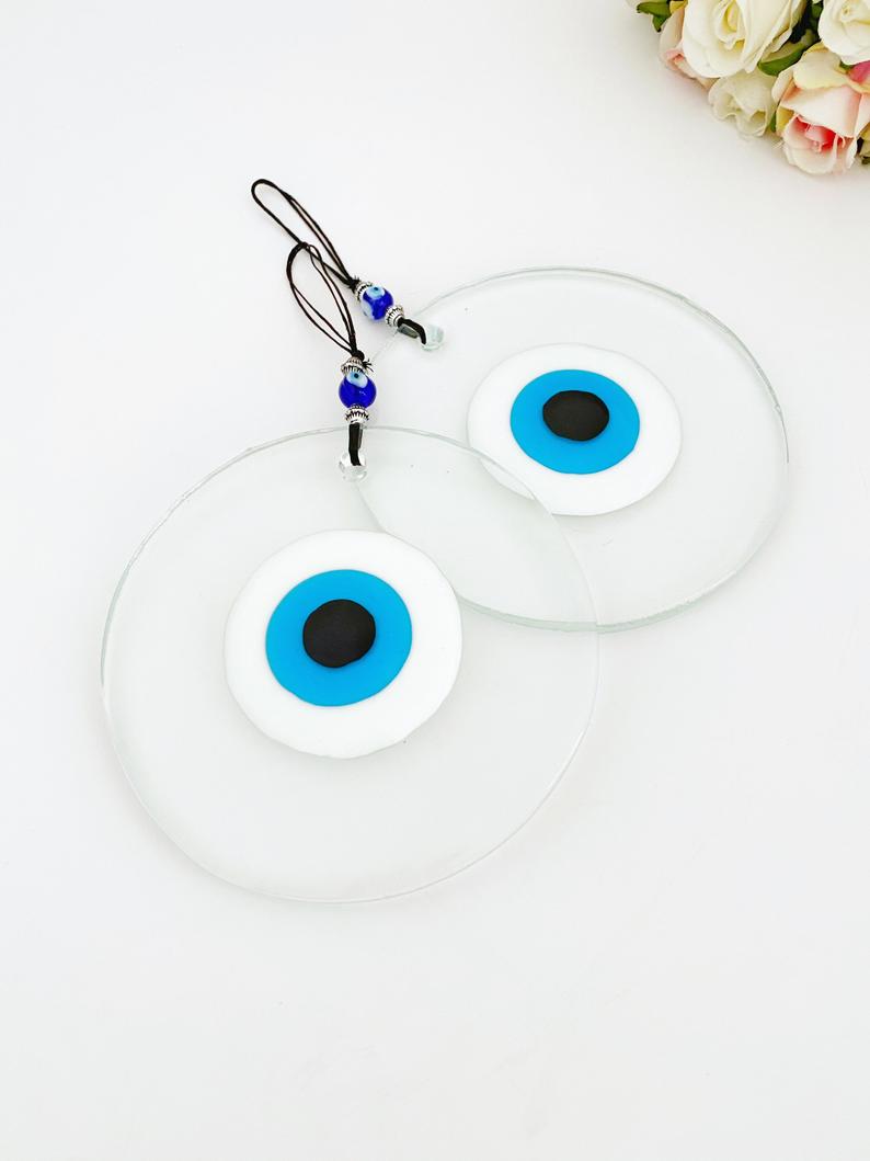 Evil Eye Home Decor, Clear Glass Evil Eye Bead, Handmade Evil Eye Wall ...