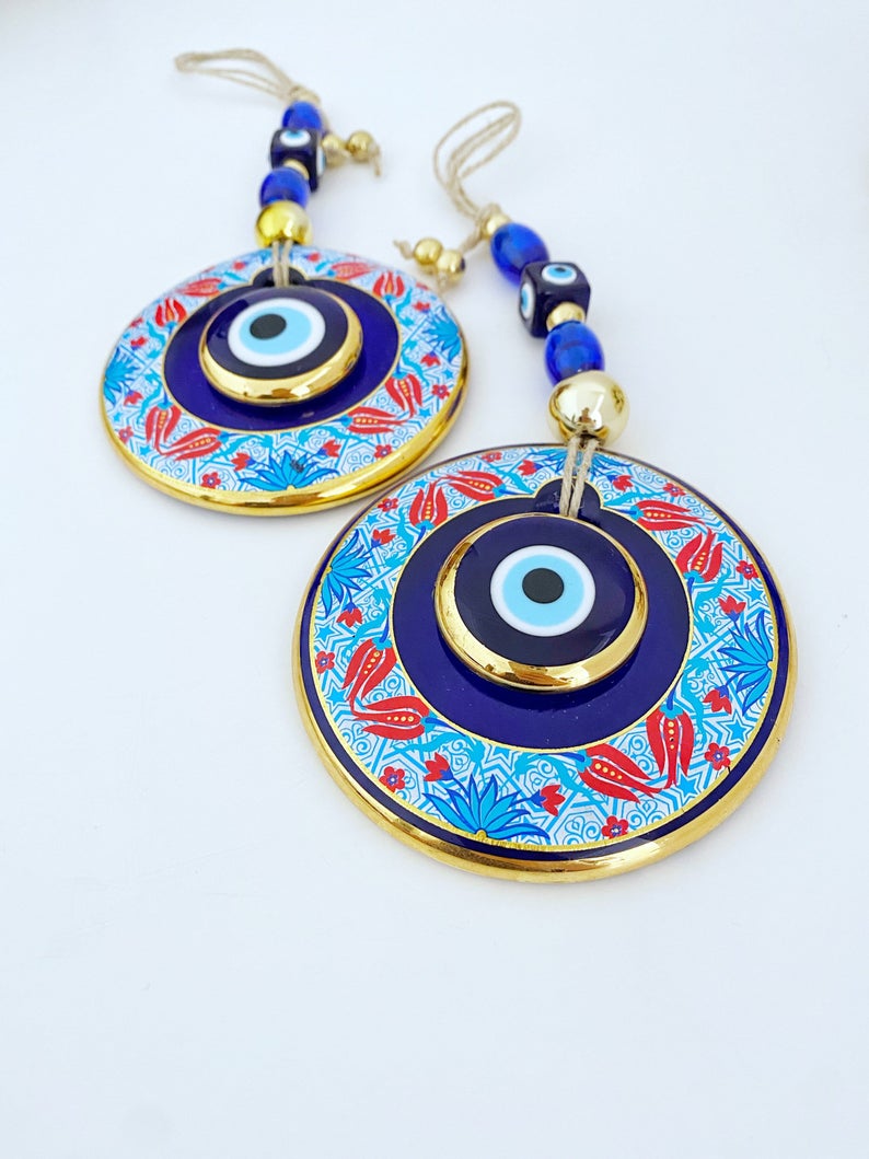 Larger Evil Eye Wall Hanging, Glass Round Evil Eye, Nazar Amulet, Evil ...