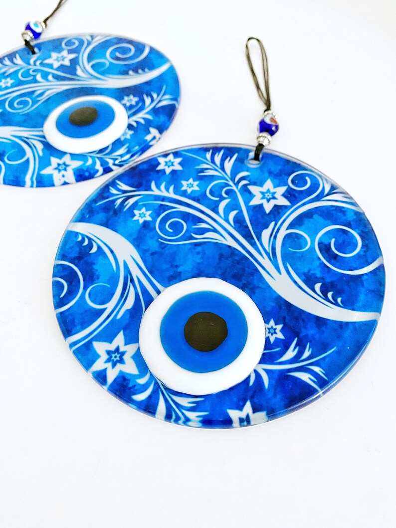 Greek Evil Eye Wall Hanging, Fused Glass Evil Eye Bead, Murano Glass ...