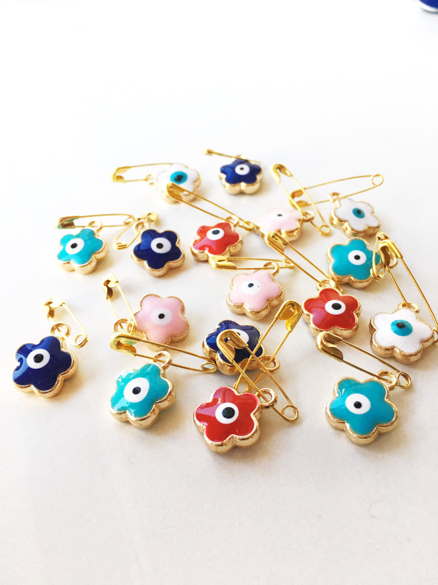 5 pcs Evil eye safety pin, four leaf clover evil eye safety pin, baby ...