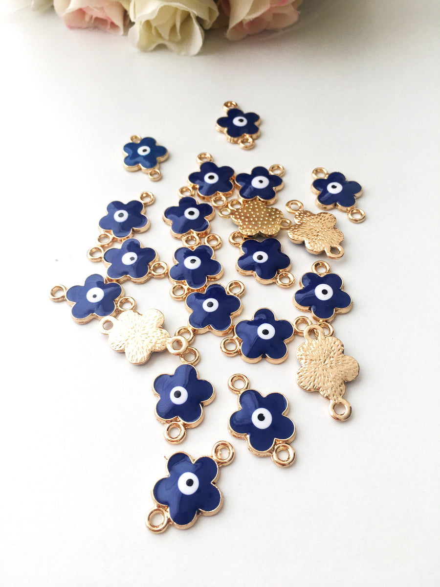 Four leaf clover evil eye charm 5 pcs | evil eye clover connector | en ...