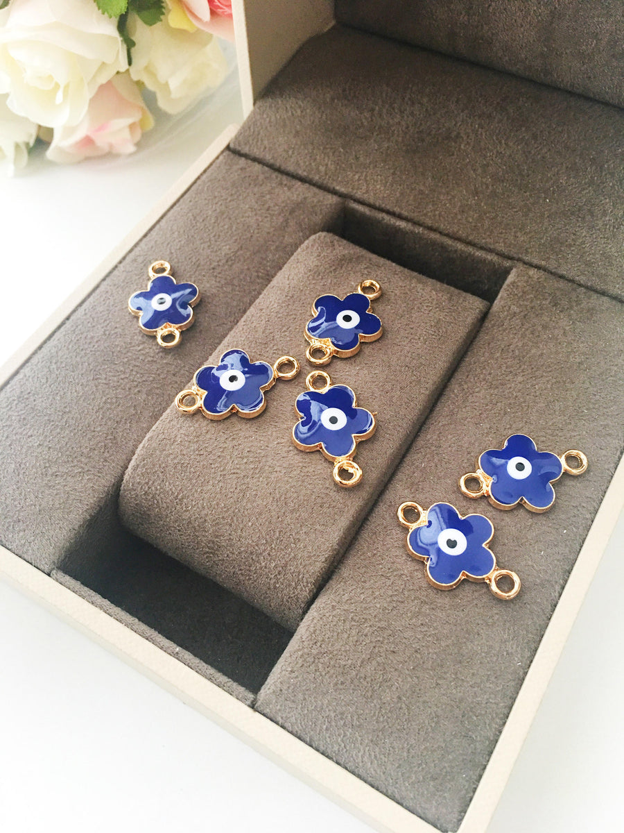 Four leaf clover evil eye charm 5 pcs | evil eye clover connector | en ...