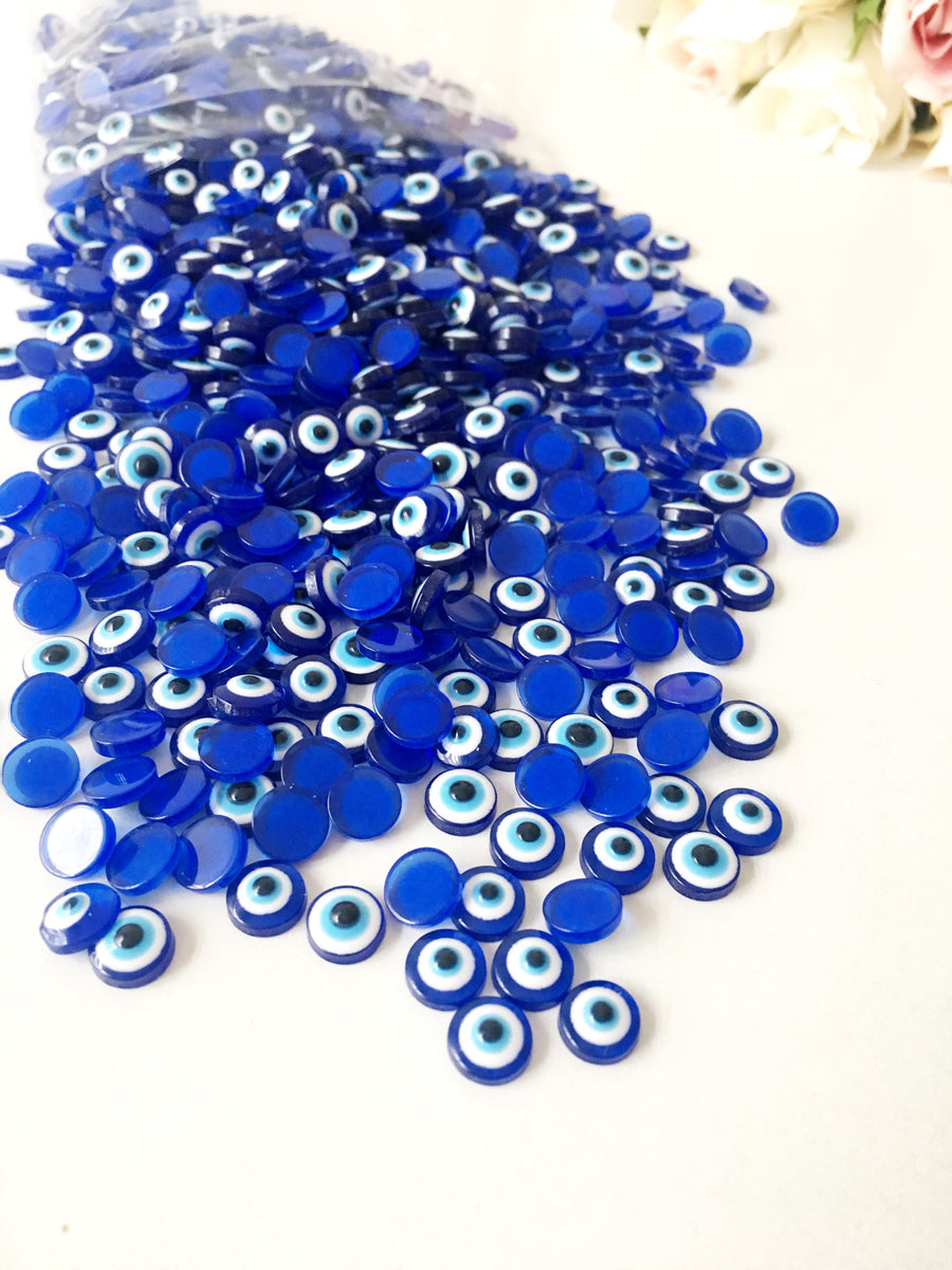 8mm evil eye cabochons, 20 pcs evil eye resin cabs, blue evil eye bead ...
